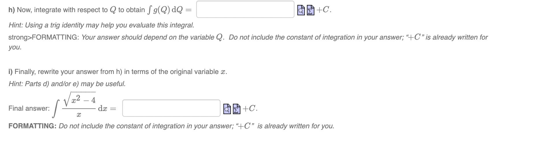 Solved a) First, select one of the following trig identities | Chegg.com