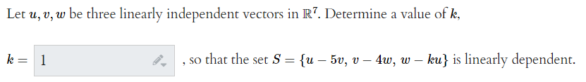 Solved Let u,v,w be three linearly independent vectors in | Chegg.com