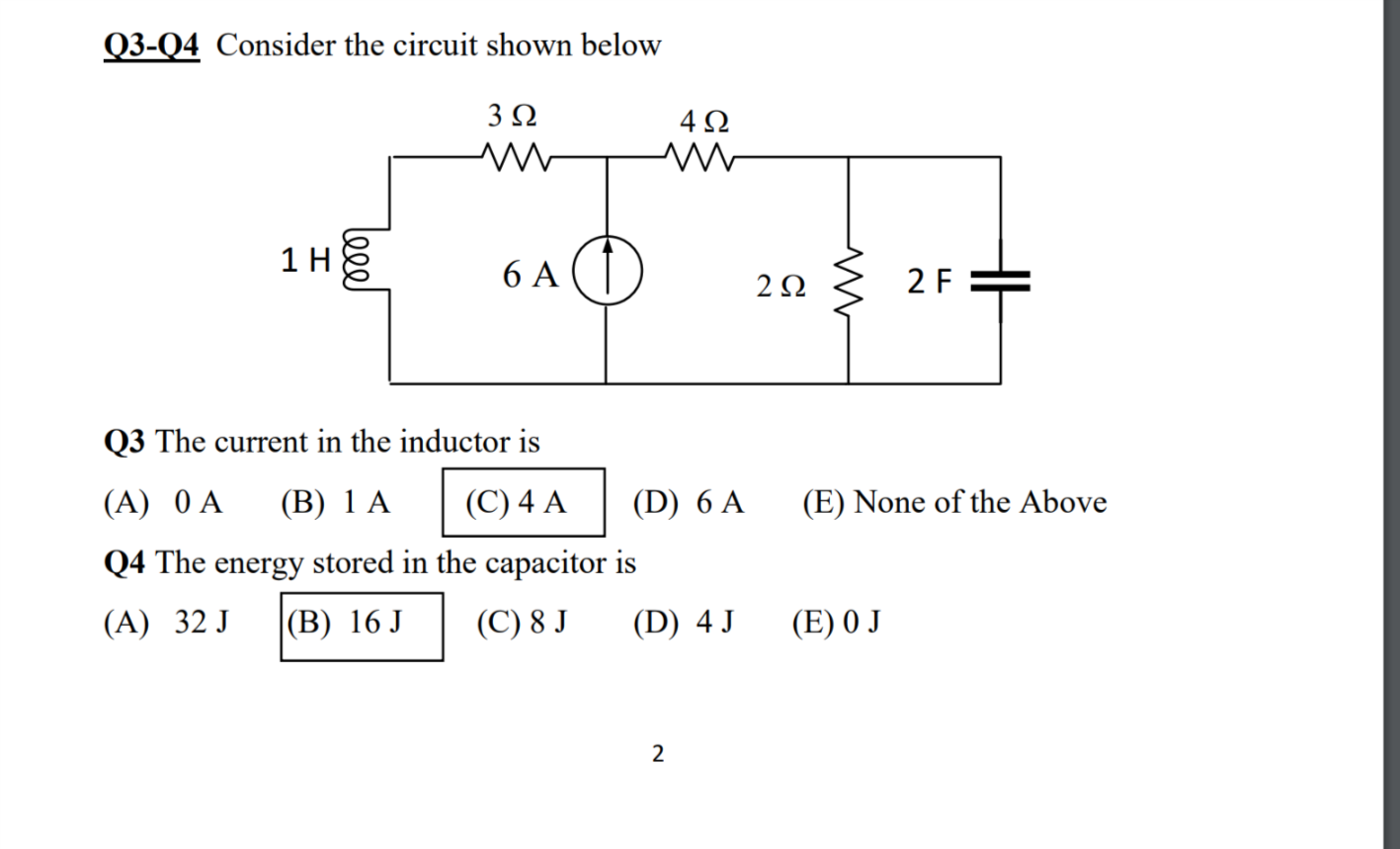 Solved Q3-04 Consider the circuit shown below 3Ω 4Ω 1 H 6 A | Chegg.com