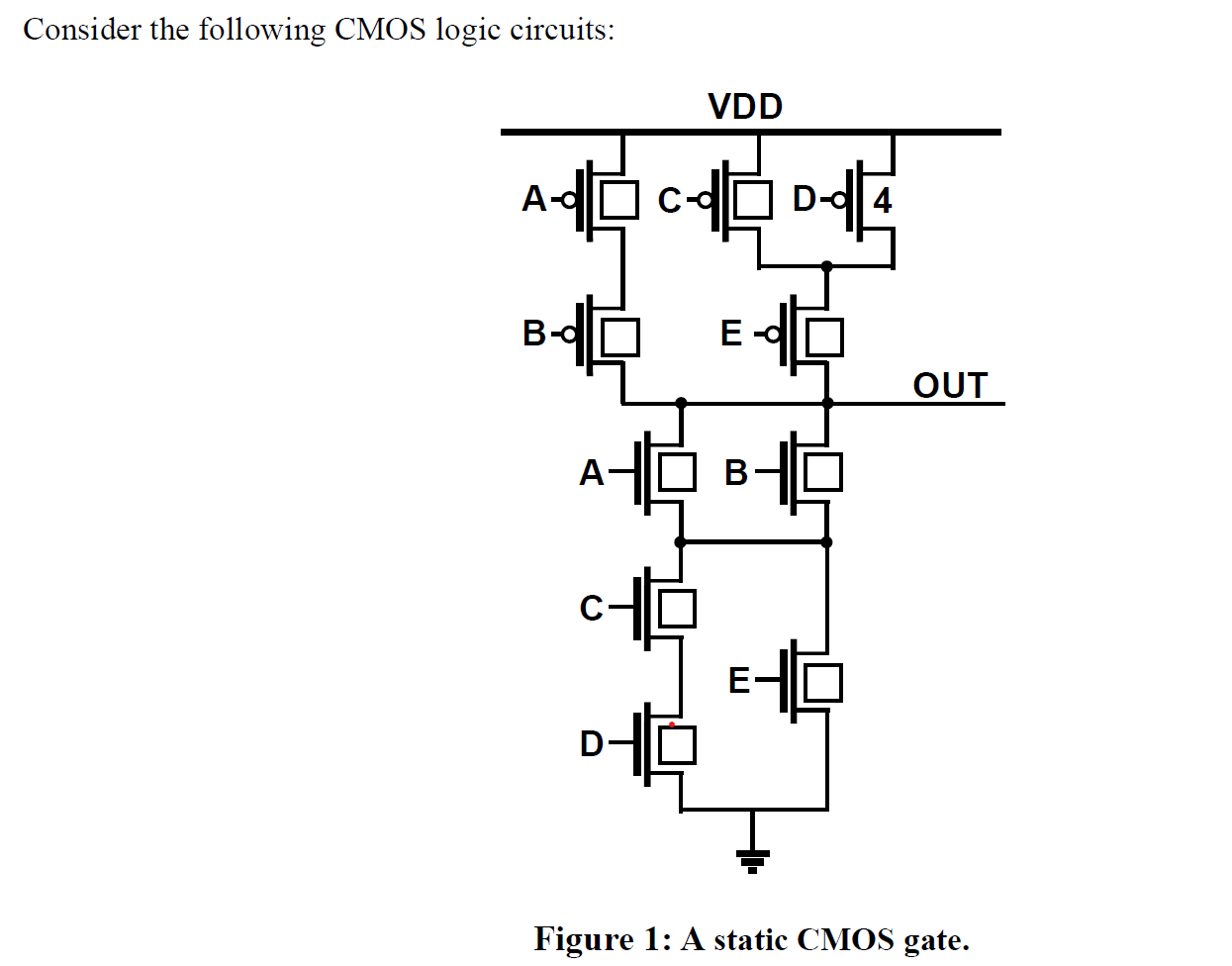 Consider the following CMOS logic circuits: VDD A- | Chegg.com