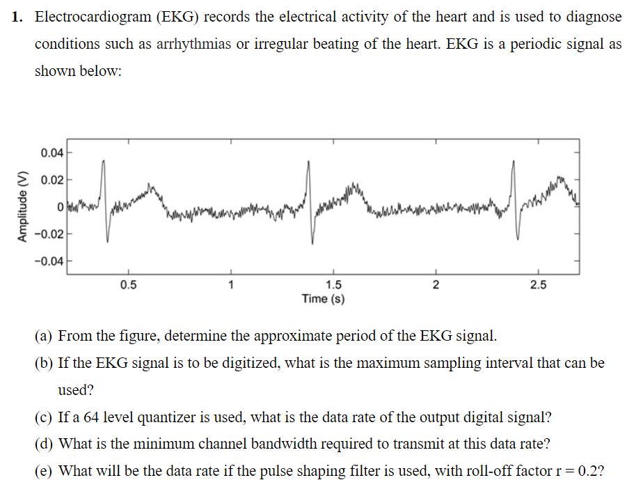 Solved 1. Electrocardiogram (EKG) records the electrical | Chegg.com
