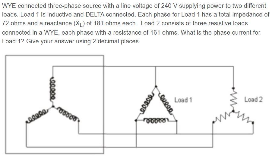 Solved WYE connected three-phase source with a line voltage | Chegg.com