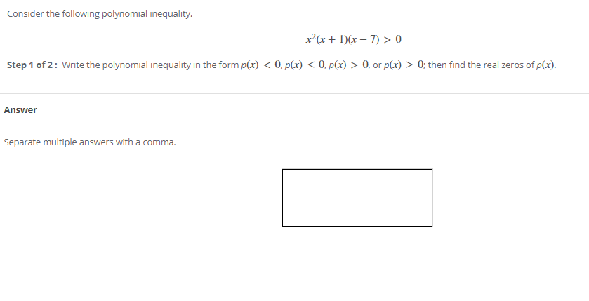 Solved Consider the following polynomial inequality. | Chegg.com