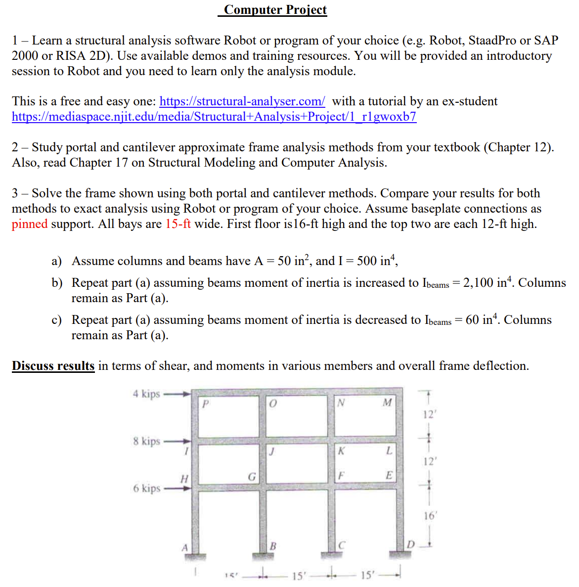 1 - Learn a structural analysis software Robot or | Chegg.com