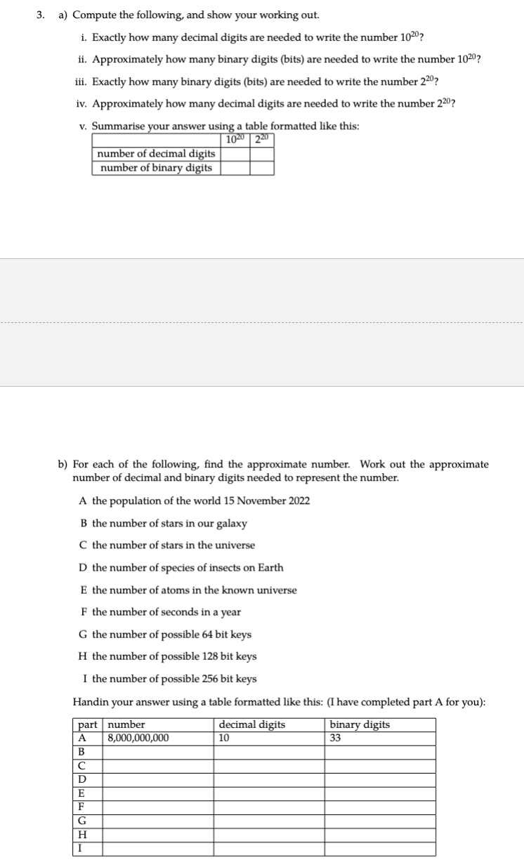 Solved 3. a) Compute the following, and show your working | Chegg.com
