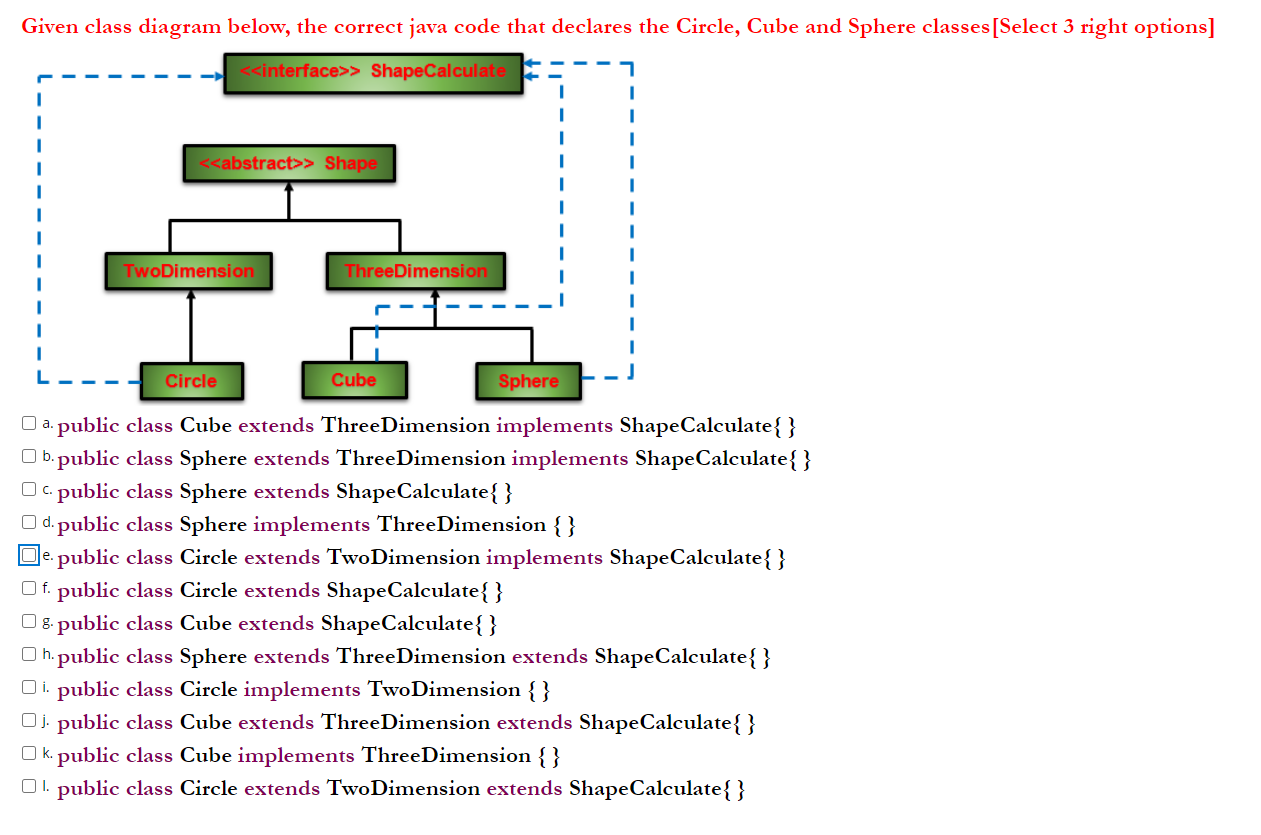 Solved Given class diagram below, the correct java code that | Chegg.com
