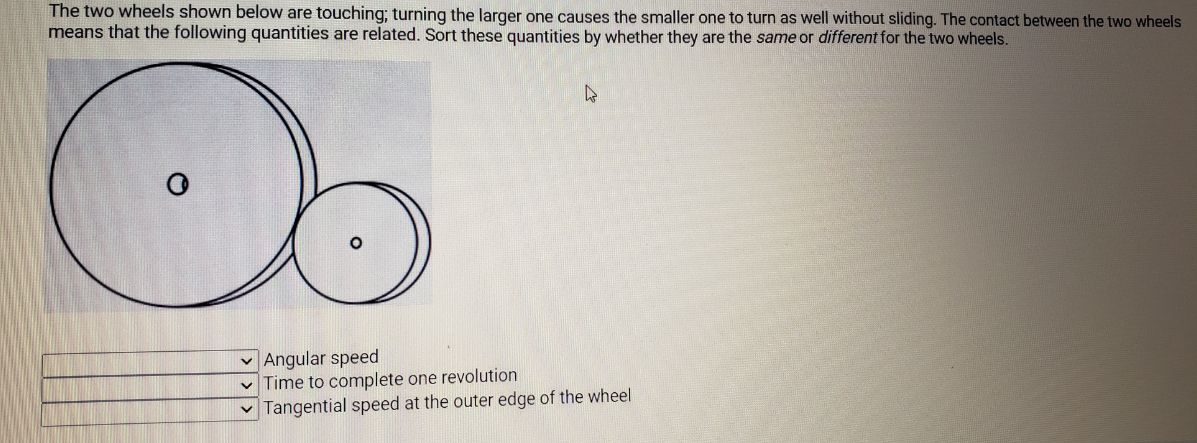 Solved The two wheels shown below are touching; turning the | Chegg.com