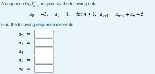 Solved A sequence (an)n=0∞ is given by the following data: | Chegg.com