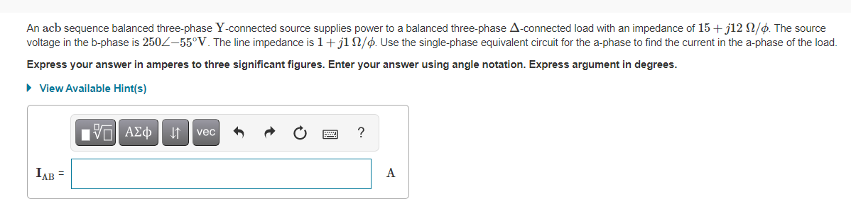 Solved An acb sequence balanced three-phase Y-connected | Chegg.com