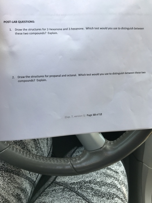 Solved POST-LAB QUESTIONS: Draw the structures for | Chegg.com