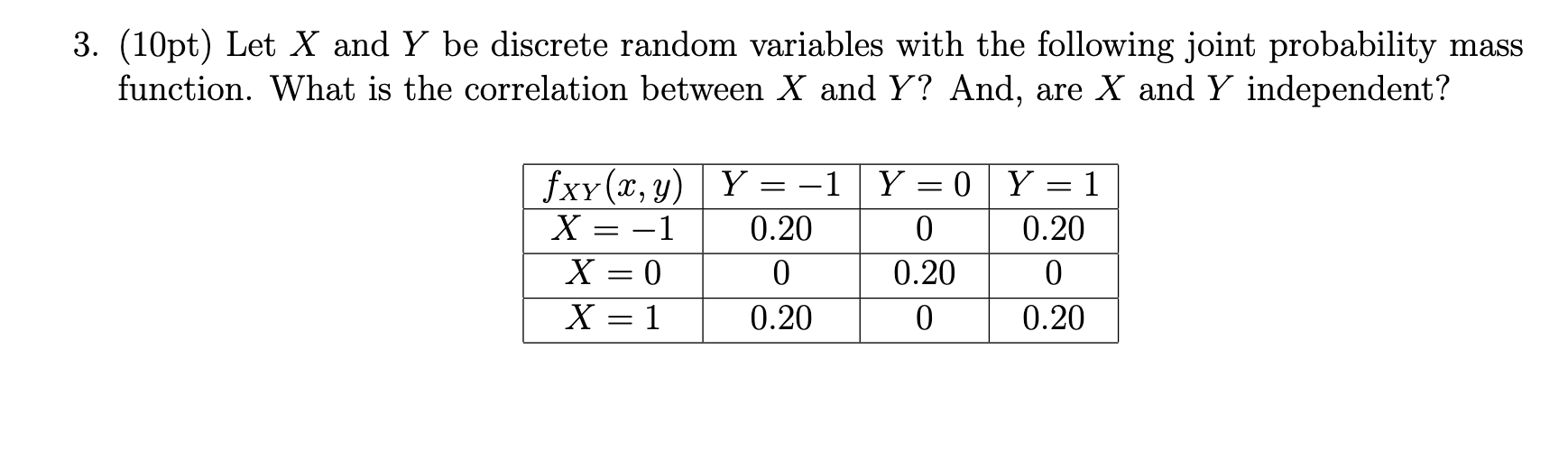 Solved 3. (10pt) Let X and Y be discrete random variables | Chegg.com