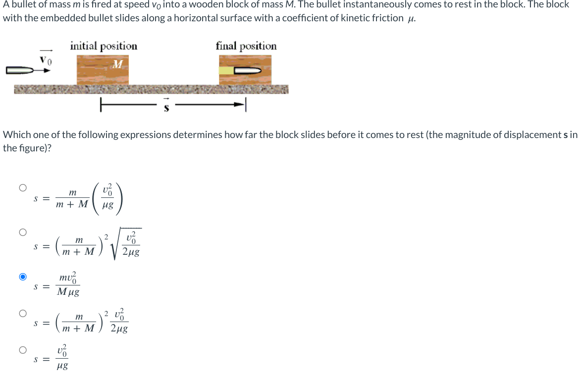 Solved A bullet of mass m is fired at speed v0 into a wooden | Chegg.com