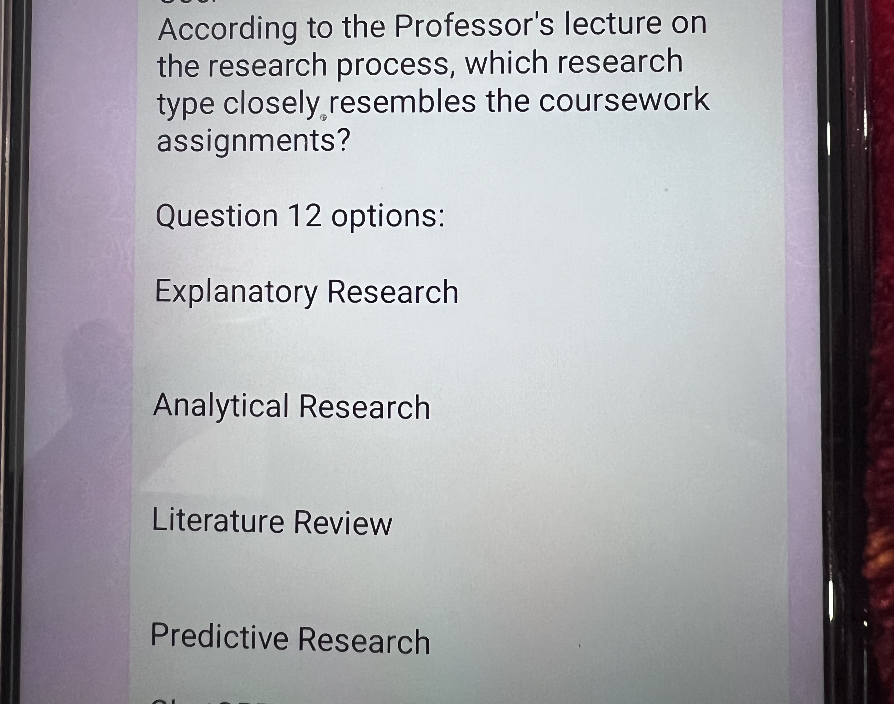 Solved According to the Professor's lecture onthe research | Chegg.com