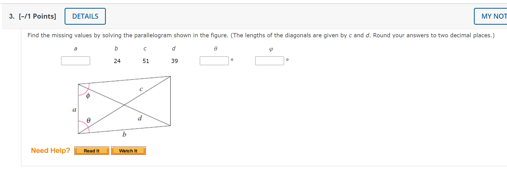 Solved 3. [-/1 Points] DETAILS MY NOT Find the missing | Chegg.com