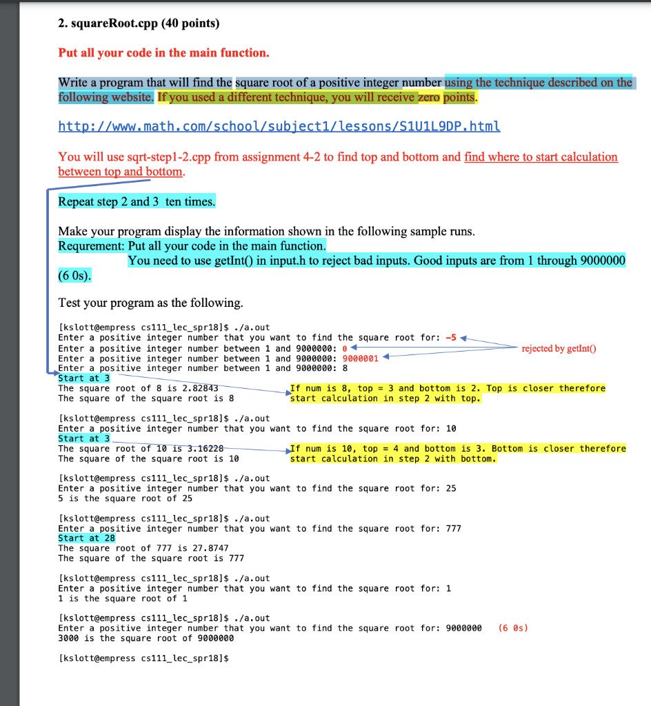 Solved Put all your code in the main function. Write a | Chegg.com