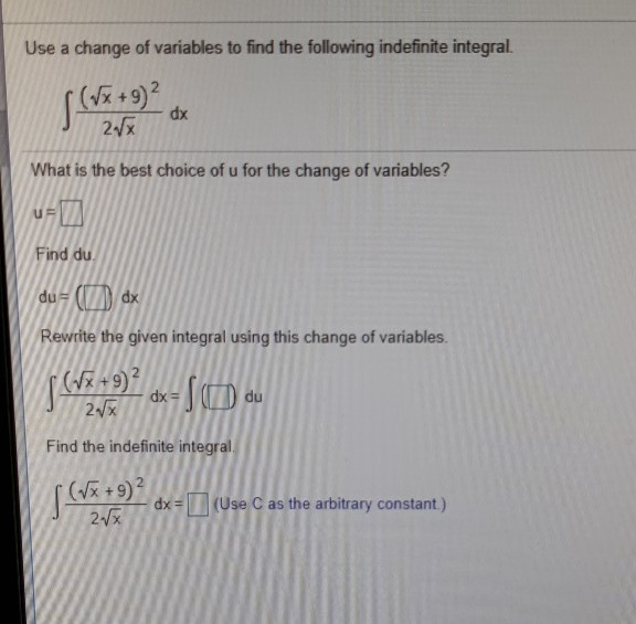 Solved Use a change of variables to find the following | Chegg.com