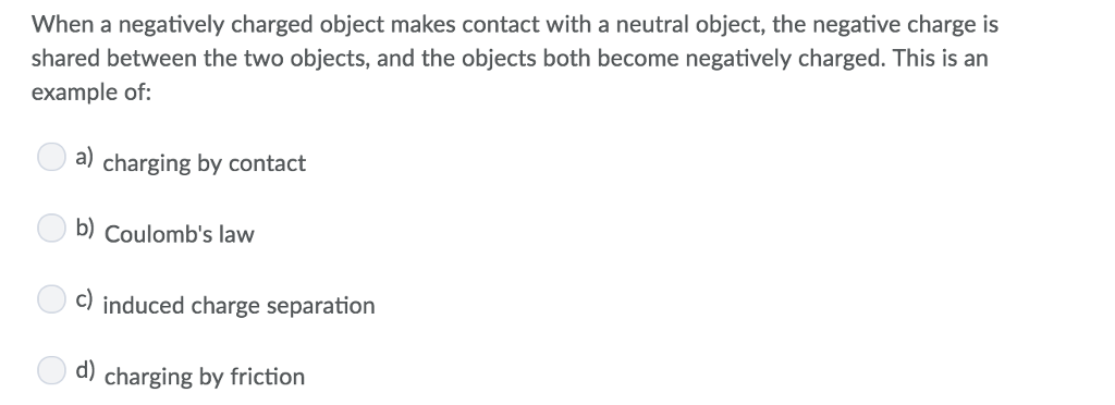 Solved When a negatively charged object makes contact with a | Chegg.com