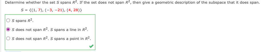 Solved Determine whether the set S spans R2. If the set does | Chegg.com