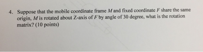 Solved Suppose that the mobile coordinate frame M and fixed | Chegg.com