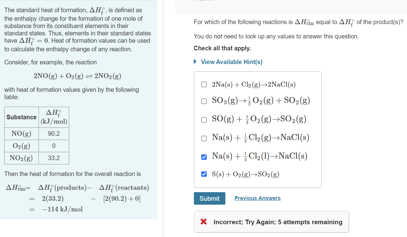 Solved The standard heat of formation, ΔHf∘, is defined as | Chegg.com