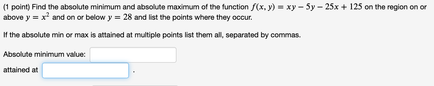 Solved Find the absolute minimum and absolute maximum of the | Chegg.com