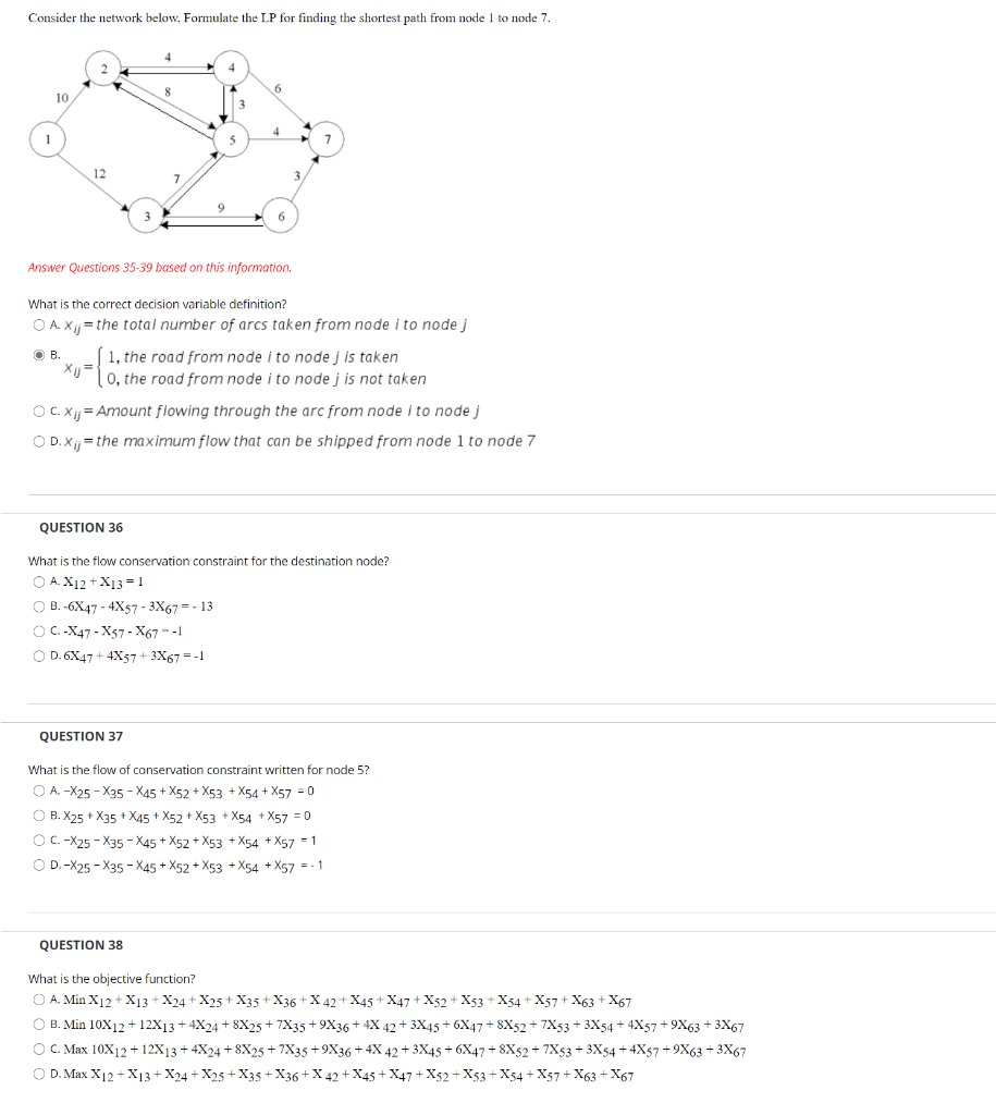 Solved Consider the network below. Formulate the LP for | Chegg.com