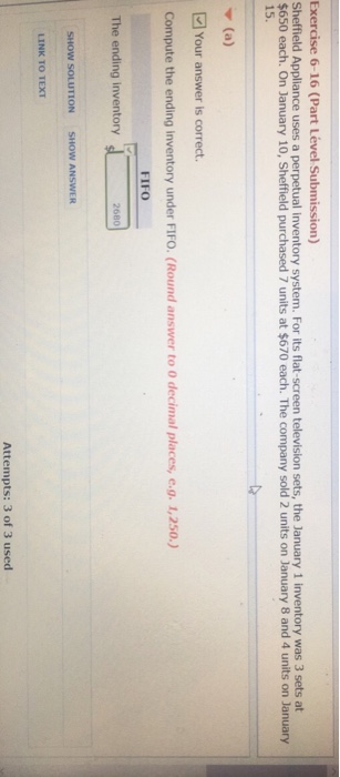 Solved Exercise 6-16 (Part Level Submission) Sheffield | Chegg.com