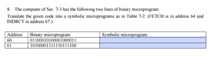 8. The computer of Sec. 7-3 has the following two | Chegg.com