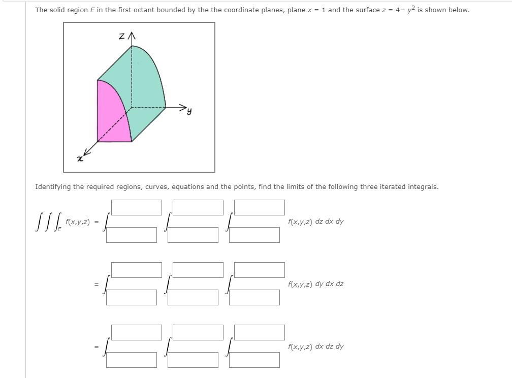 Solved The solid region E in the first octant bounded by the | Chegg.com