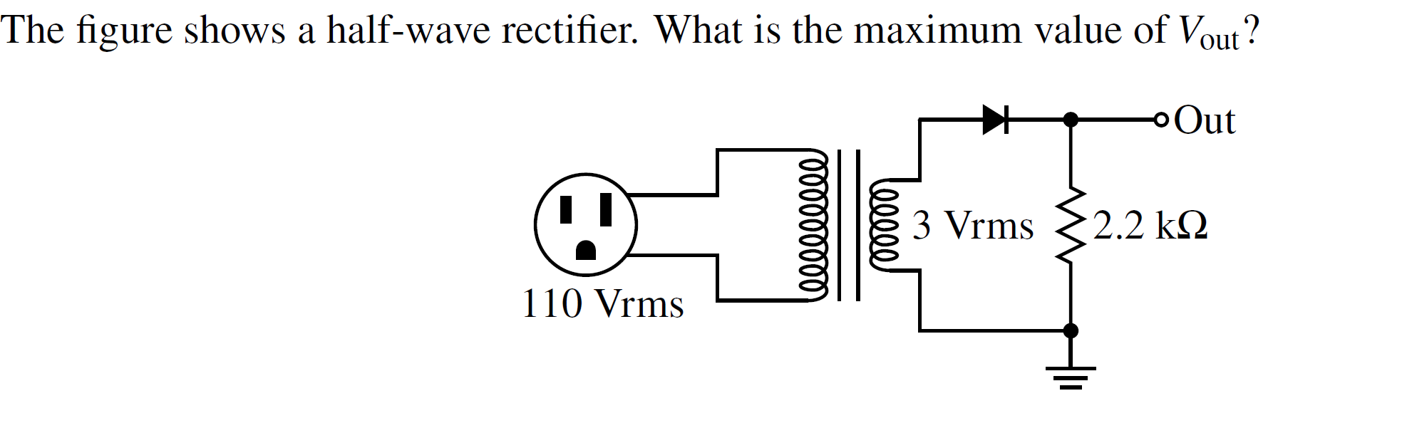 Solved The figure shows a half-wave rectifier. What is the | Chegg.com