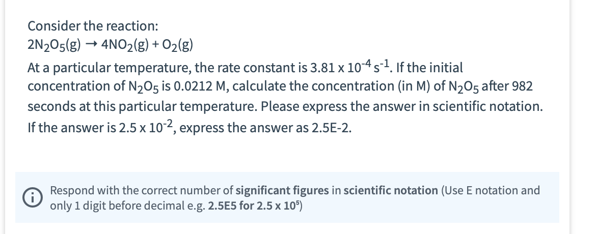 Solved Consider the reaction: 2N205(g) 4NO2(g) + O2(g) At a | Chegg.com
