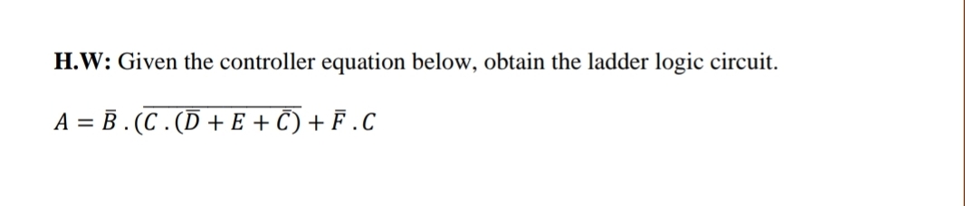 Solved H.W: Given the controller equation below, obtain the | Chegg.com