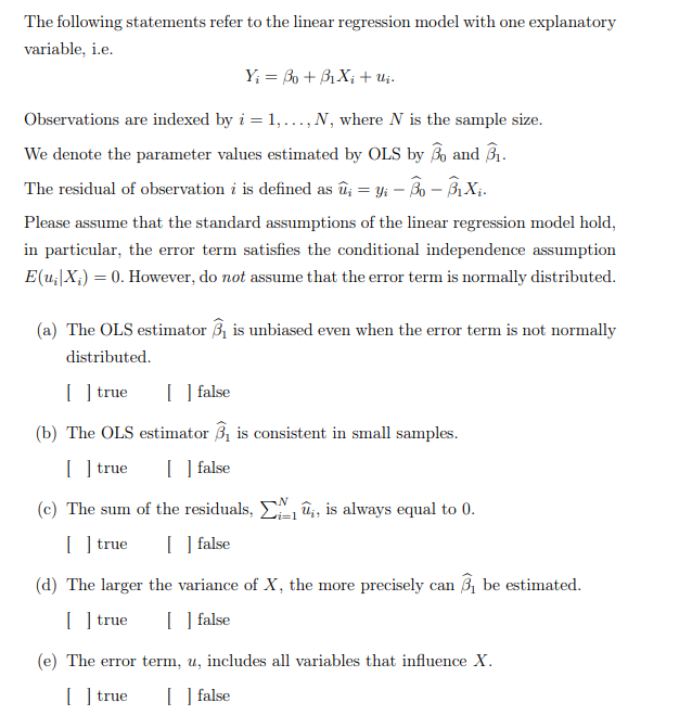 Solved The following statements refer to the linear | Chegg.com