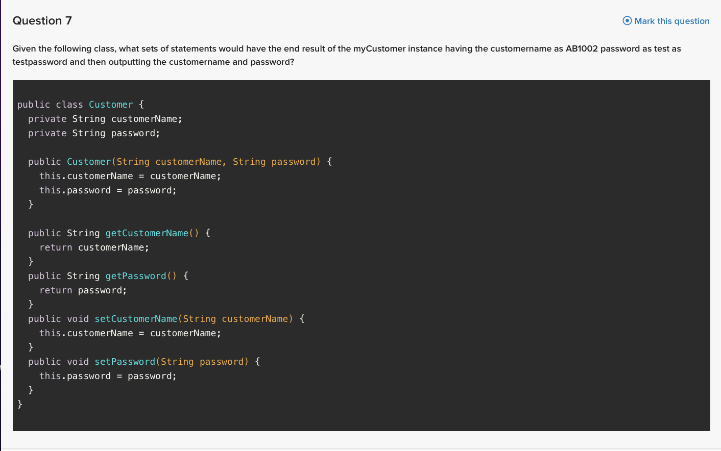 Solved Given the following class, what sets of statements | Chegg.com Solved Given the following class, what sets of statements | Chegg.com