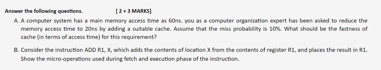 Solved Answer the following questions. [2+3 MARKS] A. A | Chegg.com