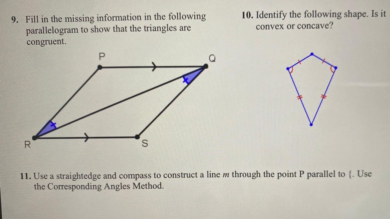 Solved 10. Identify the following shape. Is it 9. Fill in | Chegg.com