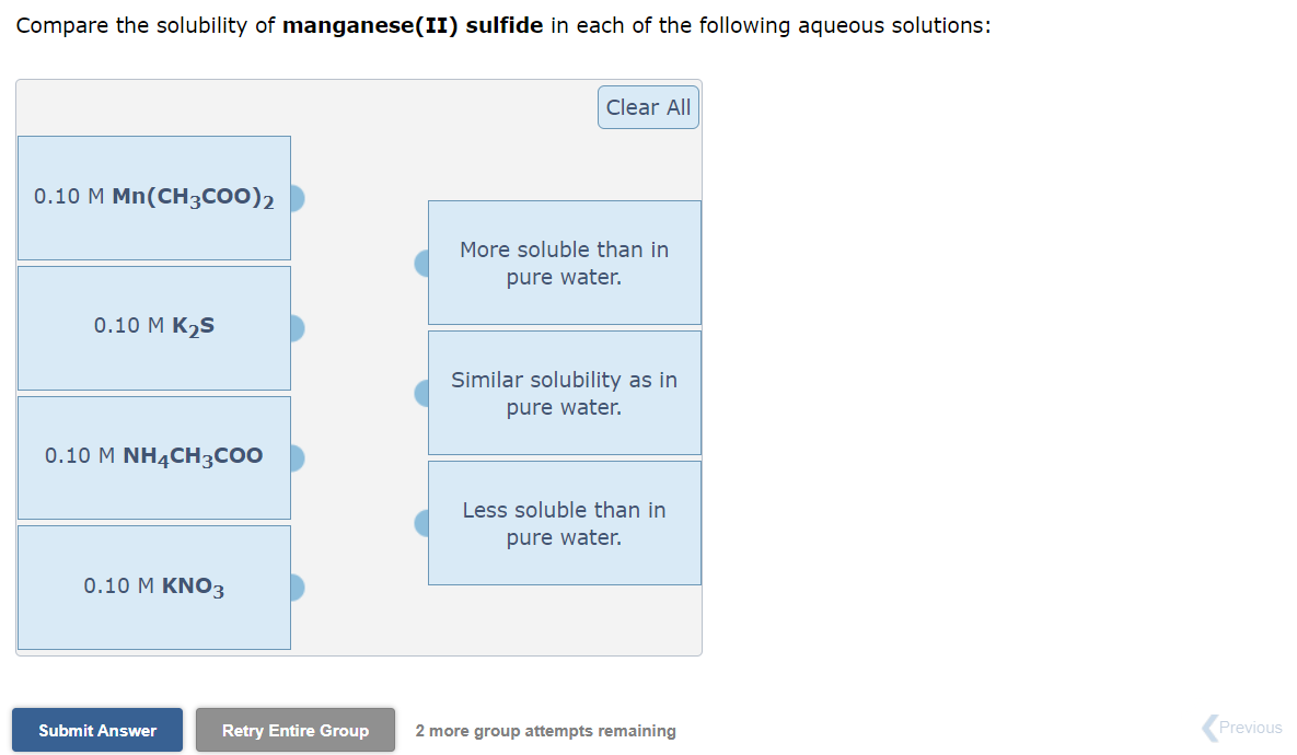 Solved Compare the solubility of manganese(II) sulfide in | Chegg.com