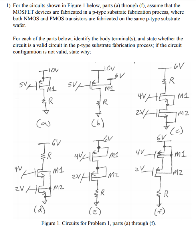 1) For the circuits shown in Figure 1 below, parts | Chegg.com