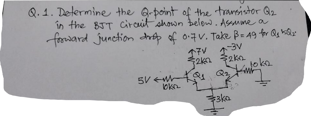 Solved Q.1. Determine the Q-point of the transistor Q2 in | Chegg.com