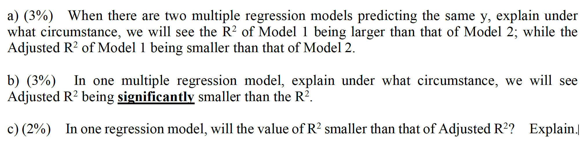 Solved a) When there are two multiple regression models | Chegg.com