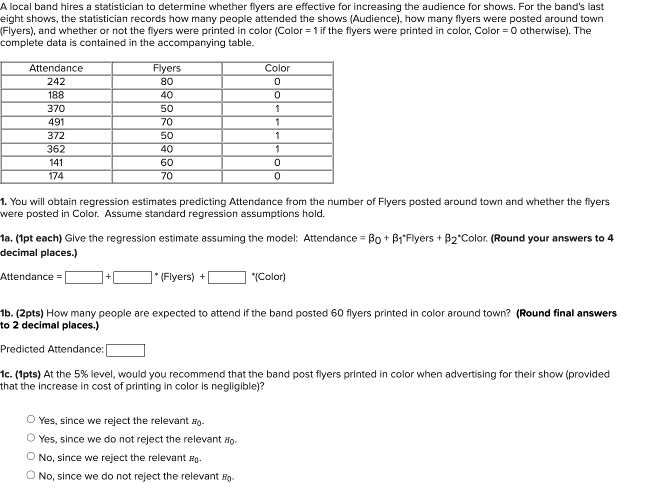 Solved A local band hires a statistician to determine | Chegg.com
