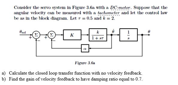 Solved Consider the servo system in Figure 3.6a with a | Chegg.com