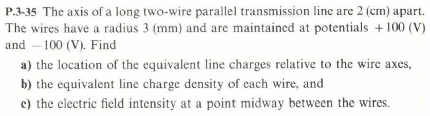 Solved P.3-35 The axis of a long two-wire parallel | Chegg.com