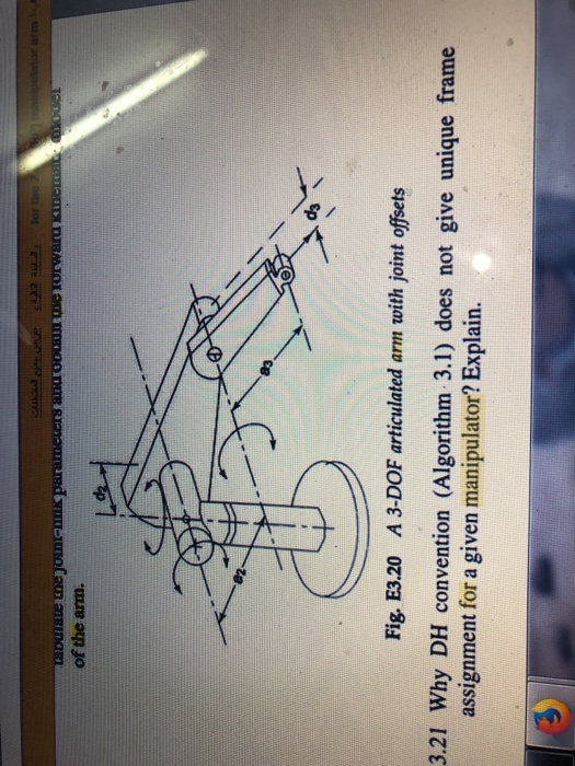 Solved of the arm. Fig. E3.20 A 3-DOF articulated arm with | Chegg.com