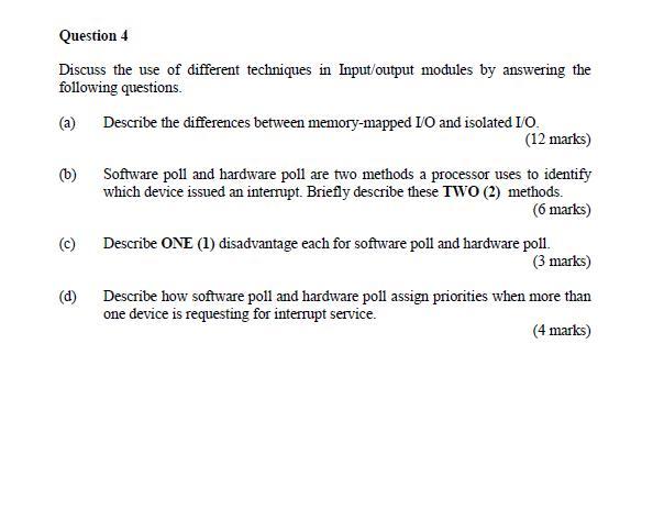 Solved Question 4 Discuss the use of different techniques in | Chegg.com