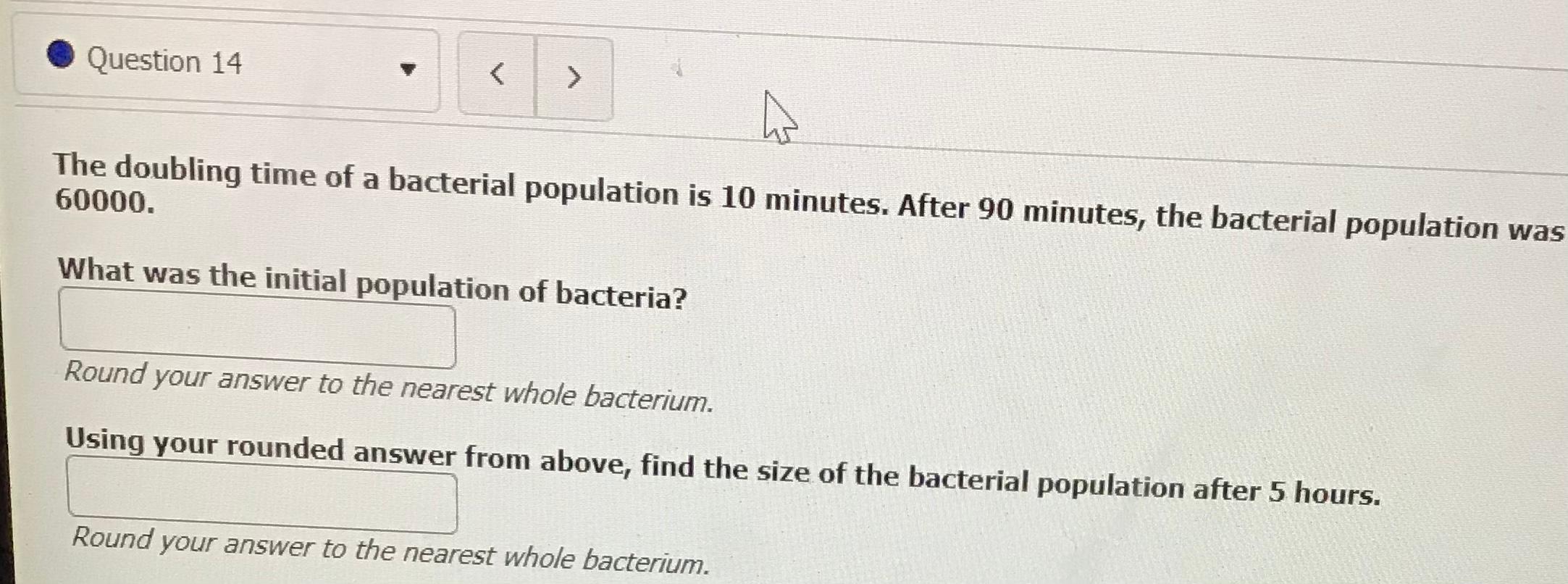 Solved Question 14 h The doubling time of a bacterial | Chegg.com