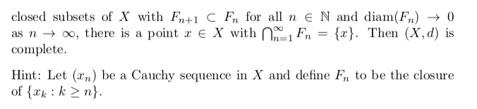 Solved Cantor's intersection theore (Q3 Tutorial 4) states | Chegg.com
