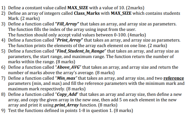 Solved 1) Define a constant value called MAX_SIZE with a | Chegg.com