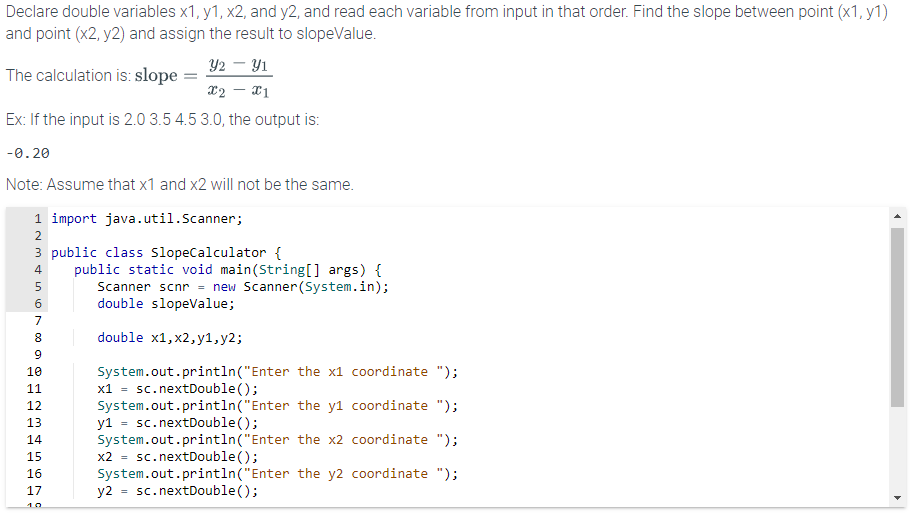 Solved Declare double variables x1,y1,x2, and y2, and read | Chegg.com