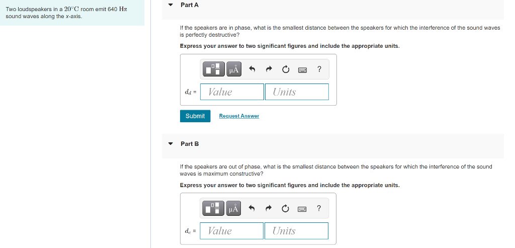 Solved Part A Two loudspeakers in a 20°C room emit 640 Hz | Chegg.com